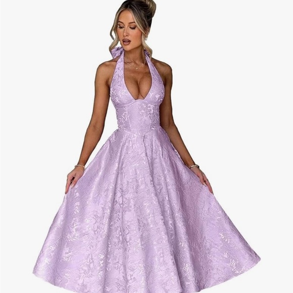 Amazon | Dresses | Amazon Purple Halter Midi Dress For Weddings | Poshmark
